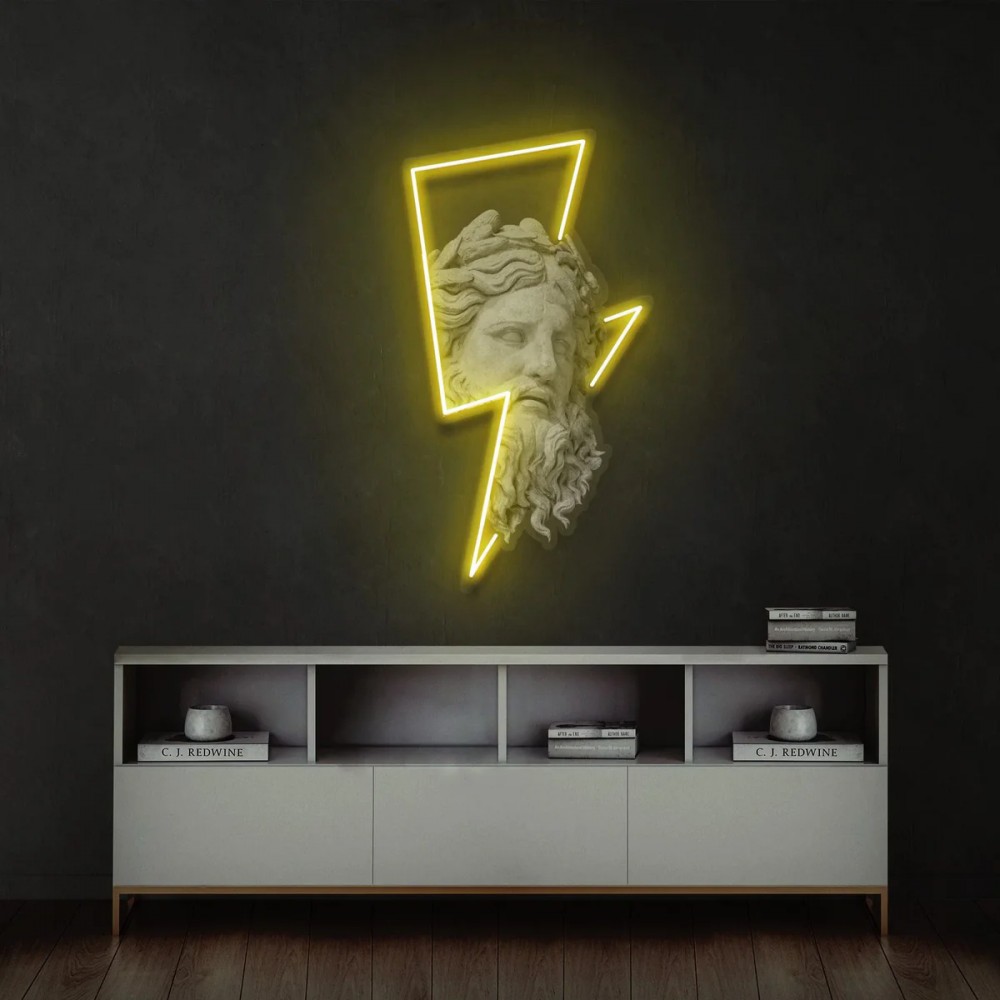 Zeus Neon Sign – Lightning Bolt God Wall Light | Smithers