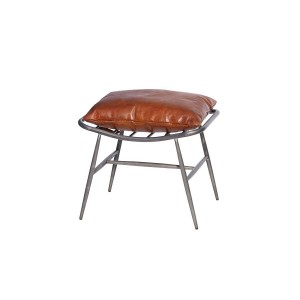 Aviator Vintage Industrial Brown Tan leather Footstool