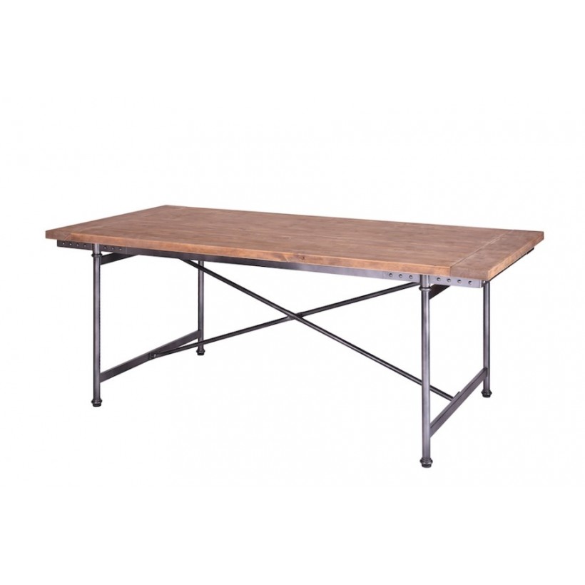 Vintage Industrial Aviator Large Dining Room Table Pine Wood Plank Top ...