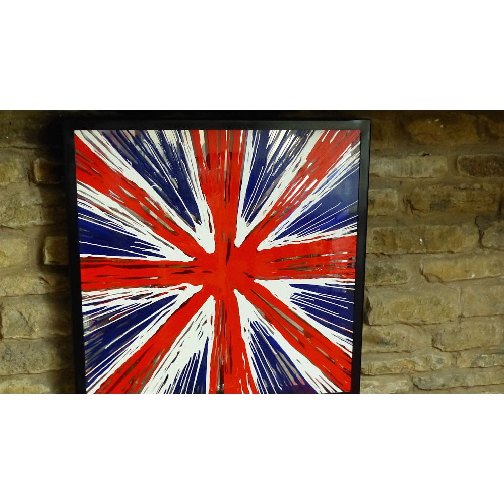 Wall Picture Union Jack Flag Painted Glass Picture Pop Art Frame