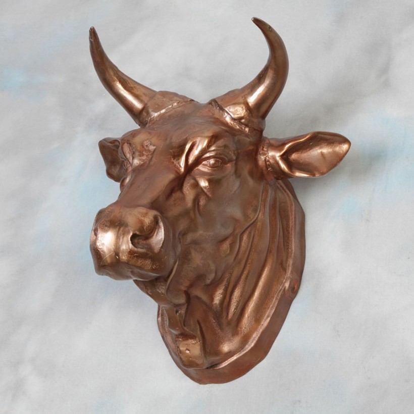 Copper bull head handmade, very retro bling style for your themed home