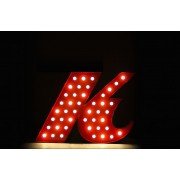 Designer Lamp, Las Vegas light me up K Letter in ruby red