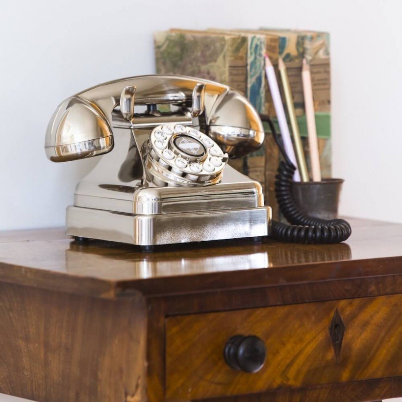Retro Vintage Rotary Silver Phone - Old Fashioned Chrome Telephone • UK ...