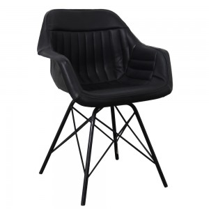 Leather Bucket Dining Chairs Brown Industrial Style at Smithers UK