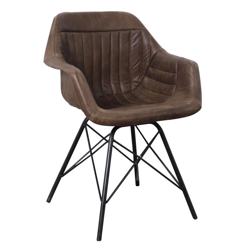 Leather Bucket Dining Chairs Brown Industrial Style at Smithers UK • UK ...