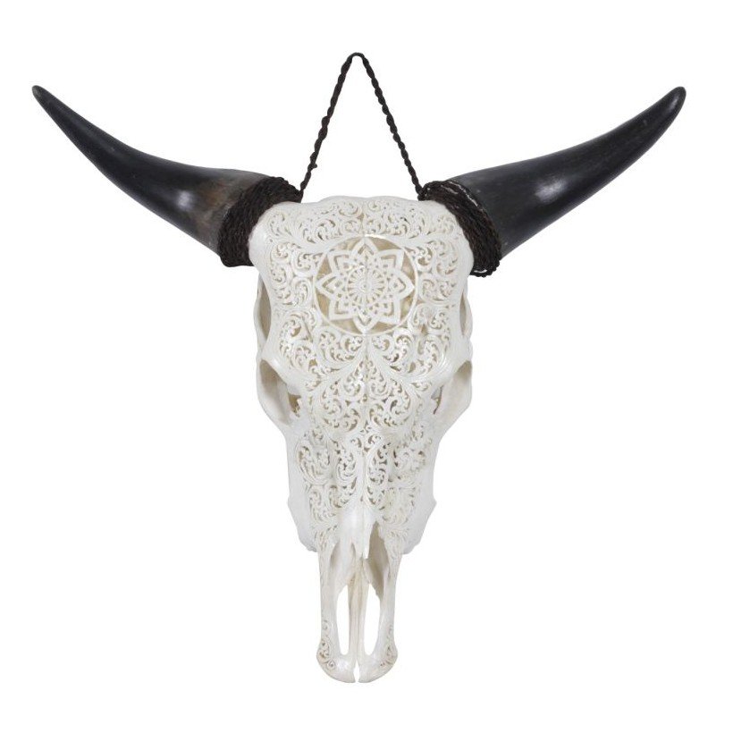 Decorative White Faux Buffalo Bison Wall Mounted Head Pretty Chic