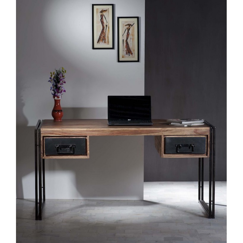 Minimal Industrial Style Desk Made Solid Wood & Steel Metal • UK, US ...