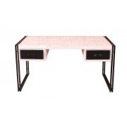 Minimal Industrial Style Desk Made Solid Wood & Steel Metal