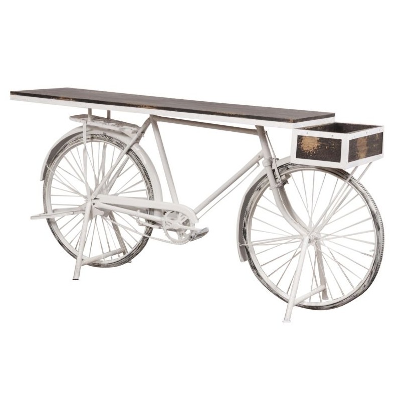 White Cool Urban Bicycle Table Console Restaurants Bar Eating Area