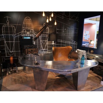 Aviator Wing Desk | Chrome WWII-Inspired Aircraft Aviation Office