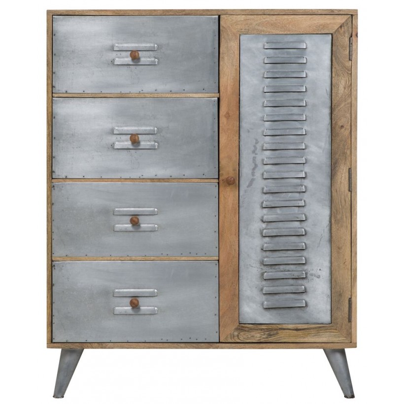 Aviator Wooden Cabinet With Taper Industrial Vintage Wood Tapered legs
