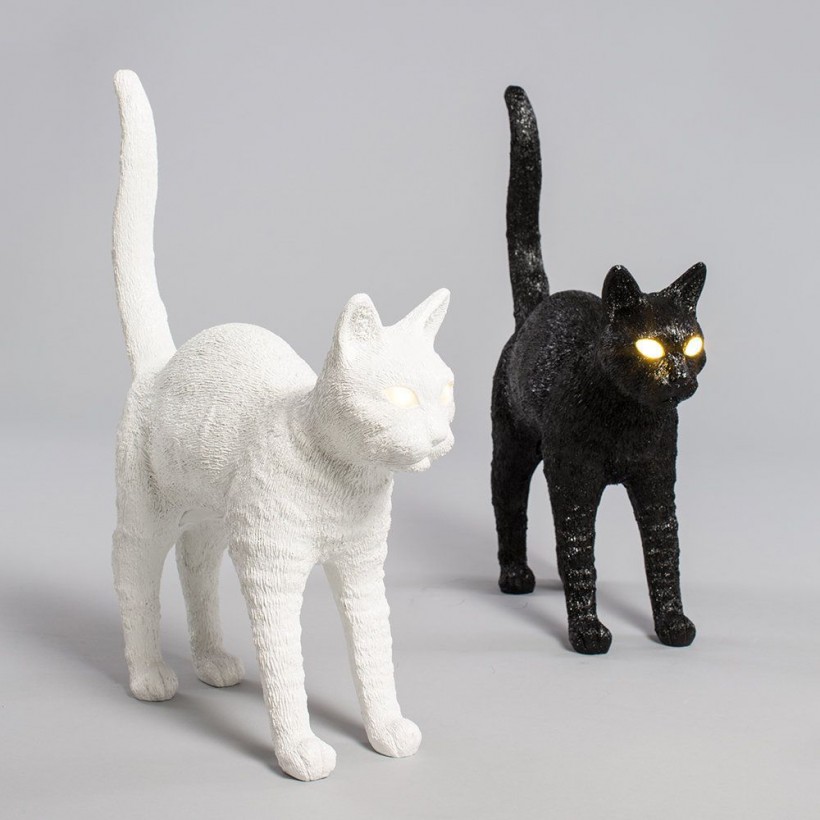 LED Light UP CAT LAMP Touch Gold Button • UK, US & Canada