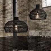 Smithers: Large Black Rattan Ceiling Light
